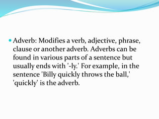 The differences noun verbs and adjective | PPT