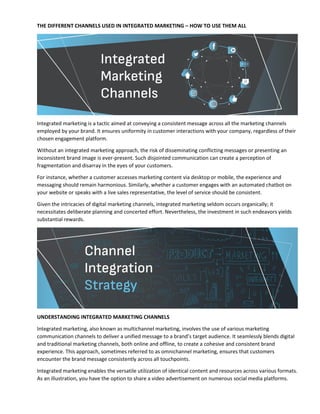 THE DIFFERENT CHANNELS USED IN INTEGRATED MARKETING – HOW TO USE THEM ...