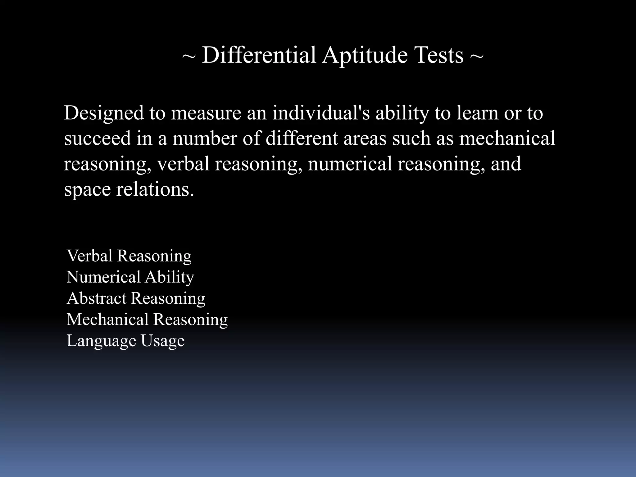 The differential aptitude test (dat) | PPTX