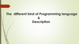 The different kind of programming language | PDF