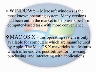 The different operating system | PPTX | Operating Systems | Computer ...