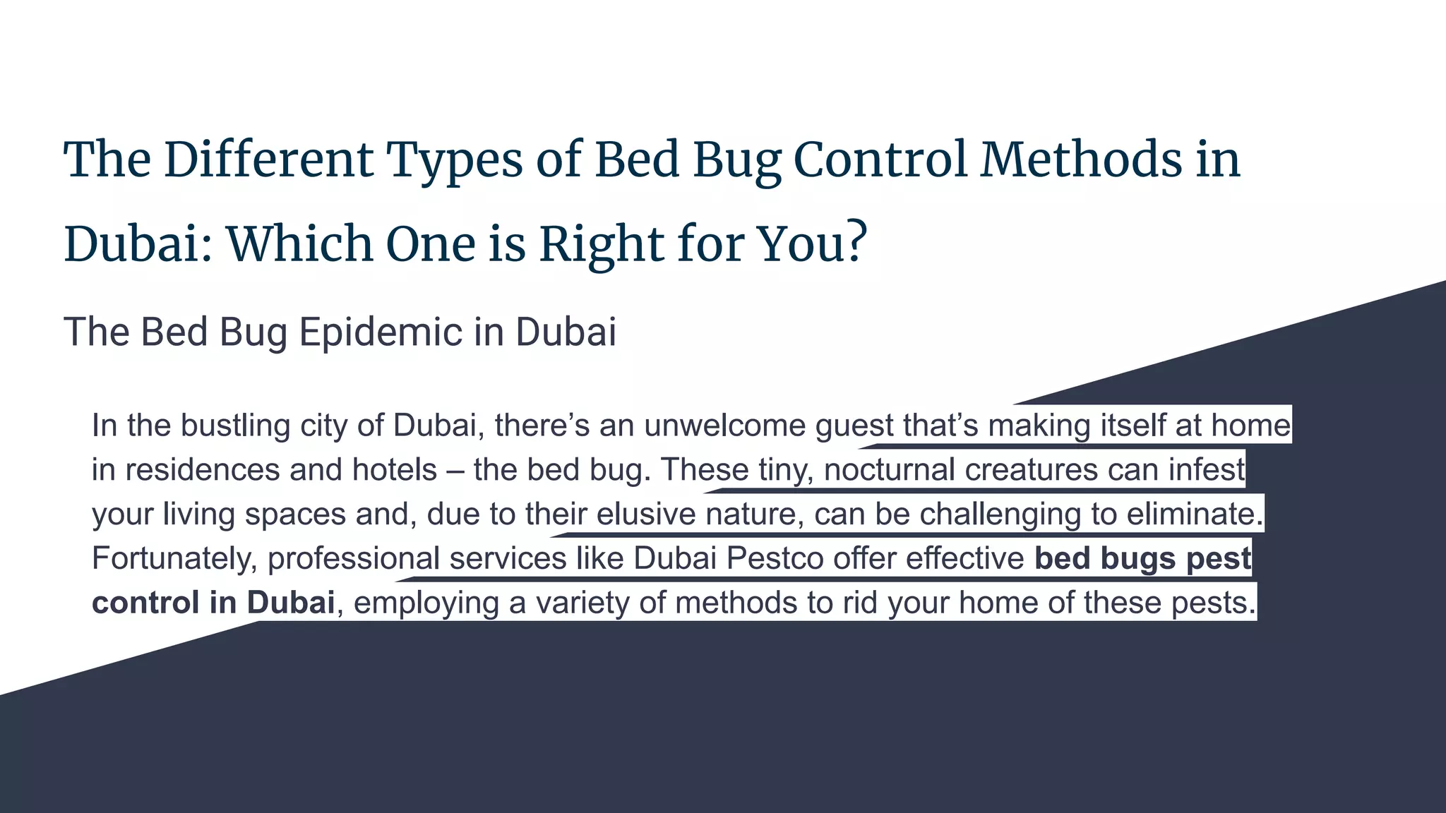 The Different Types of Bed Bug Control Methods in Dubai_ Which One is Right for You | PPT
