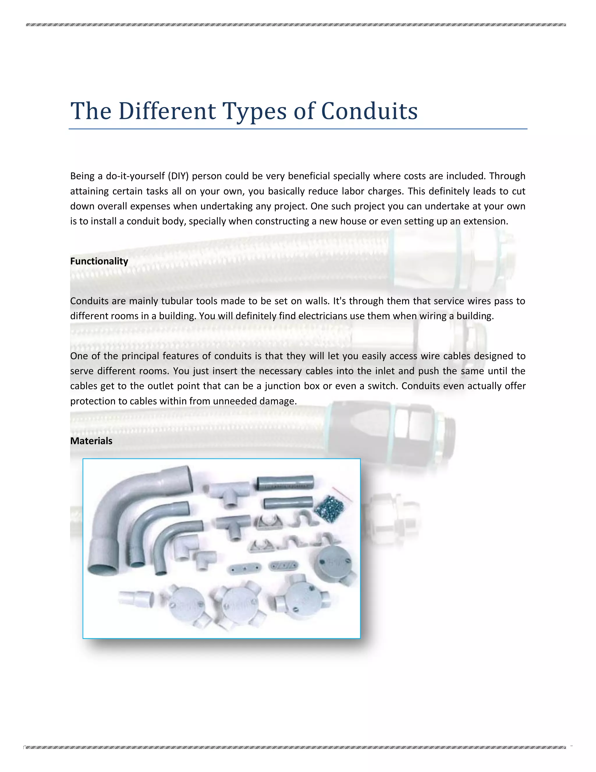 The different types of conduits | PDF