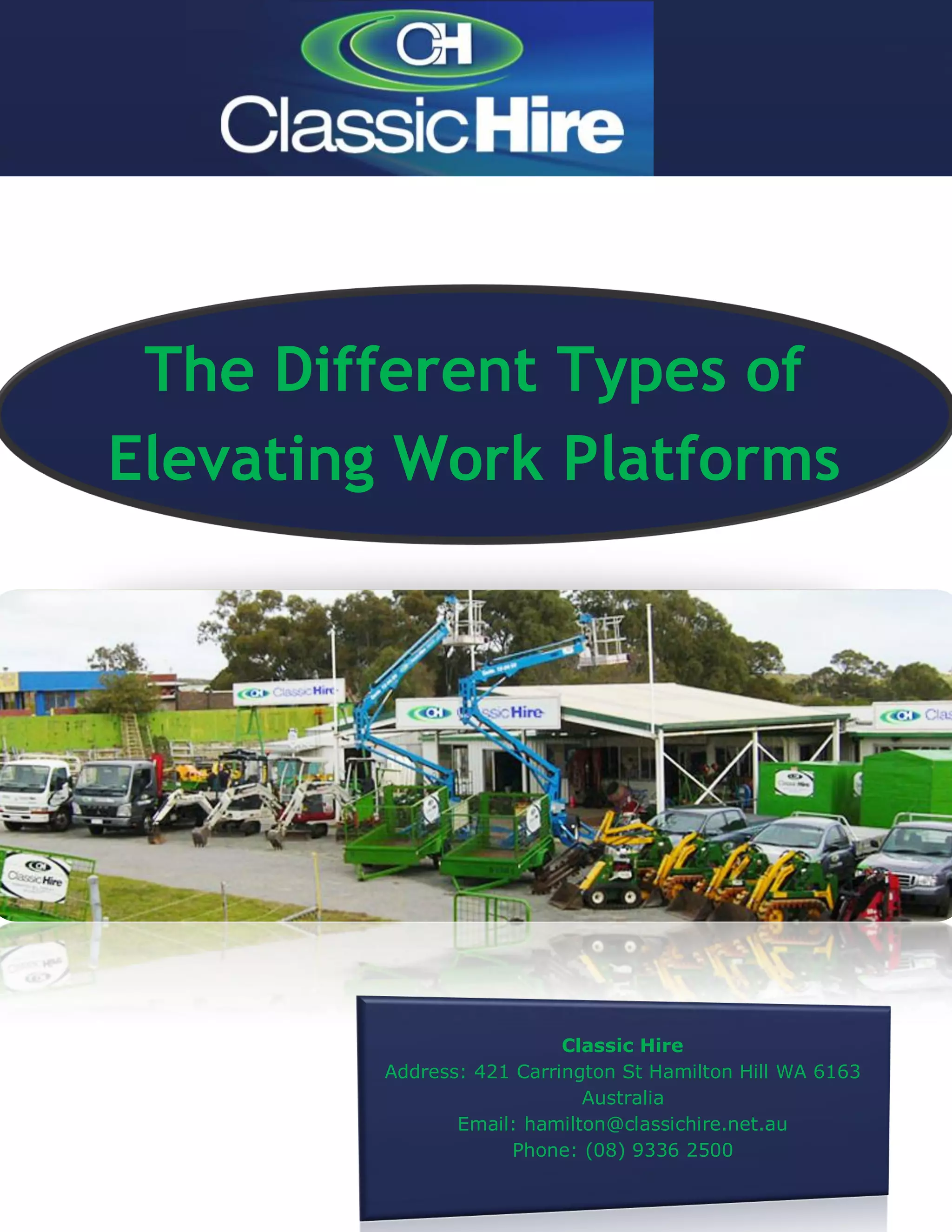 The Different Types of Elevating Work Platforms | PDF | Automotive