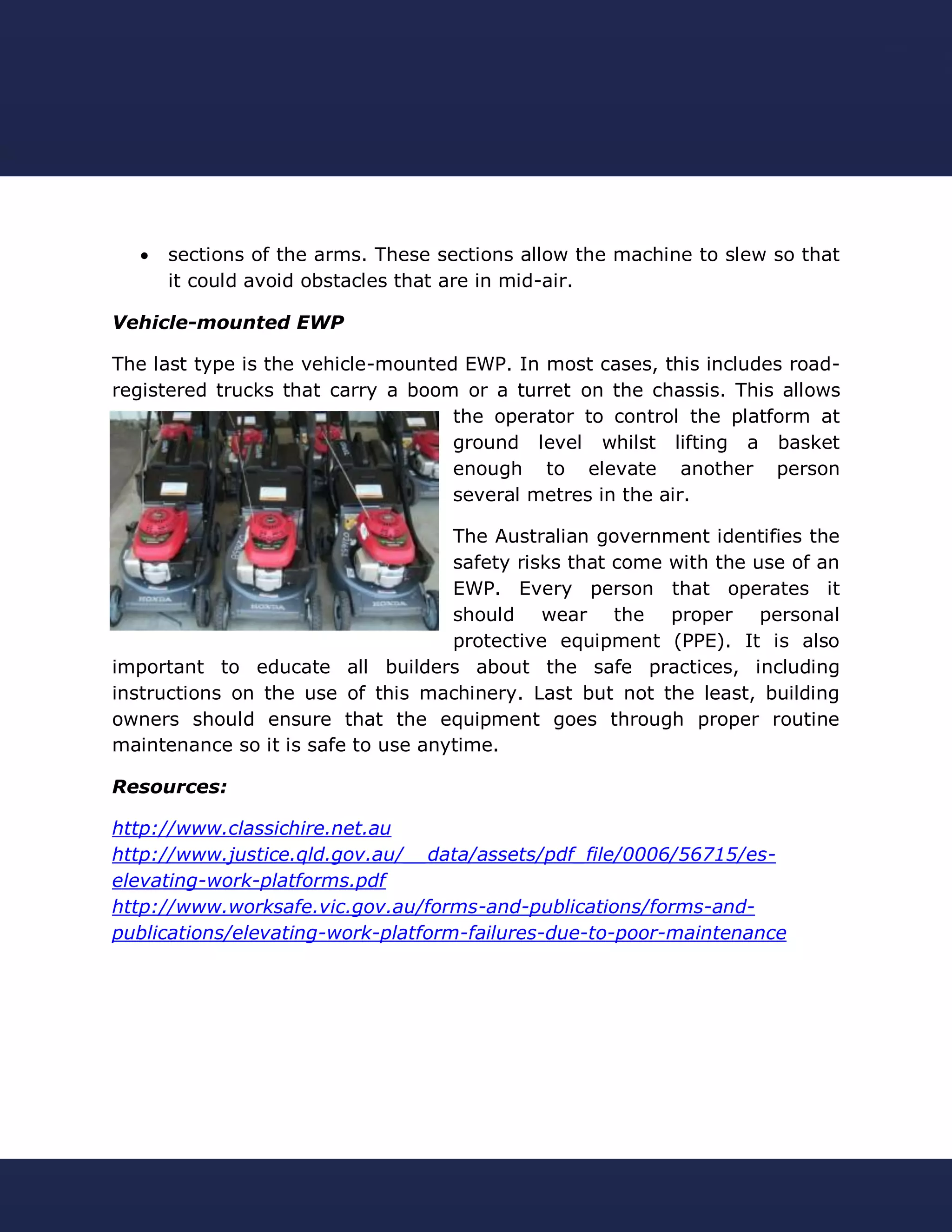 The Different Types of Elevating Work Platforms | PDF