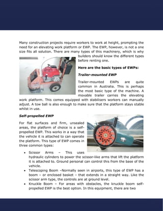 The Different Types of Elevating Work Platforms | PDF