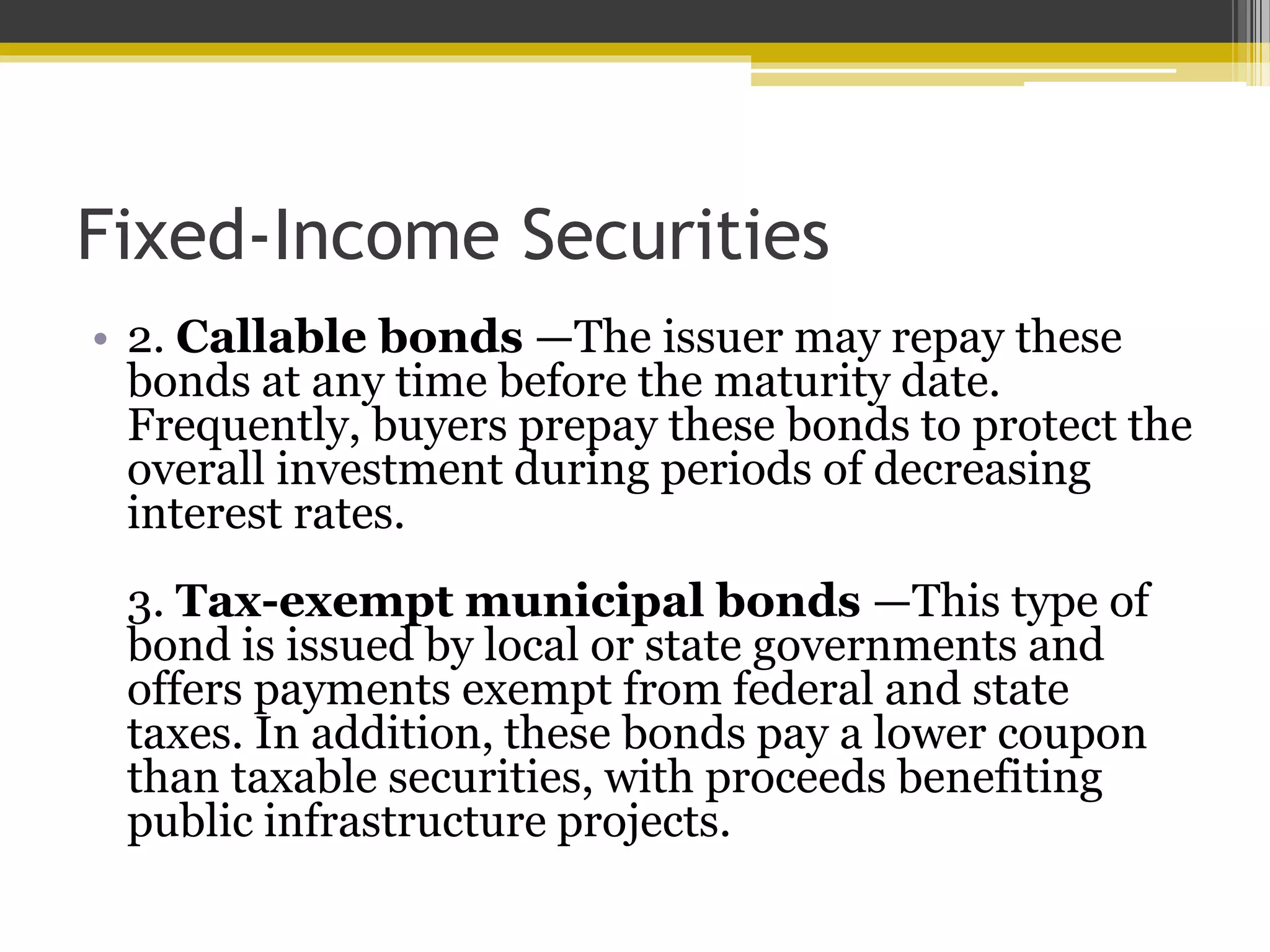 The Different Types of Fixed-Income Securities | PPTX