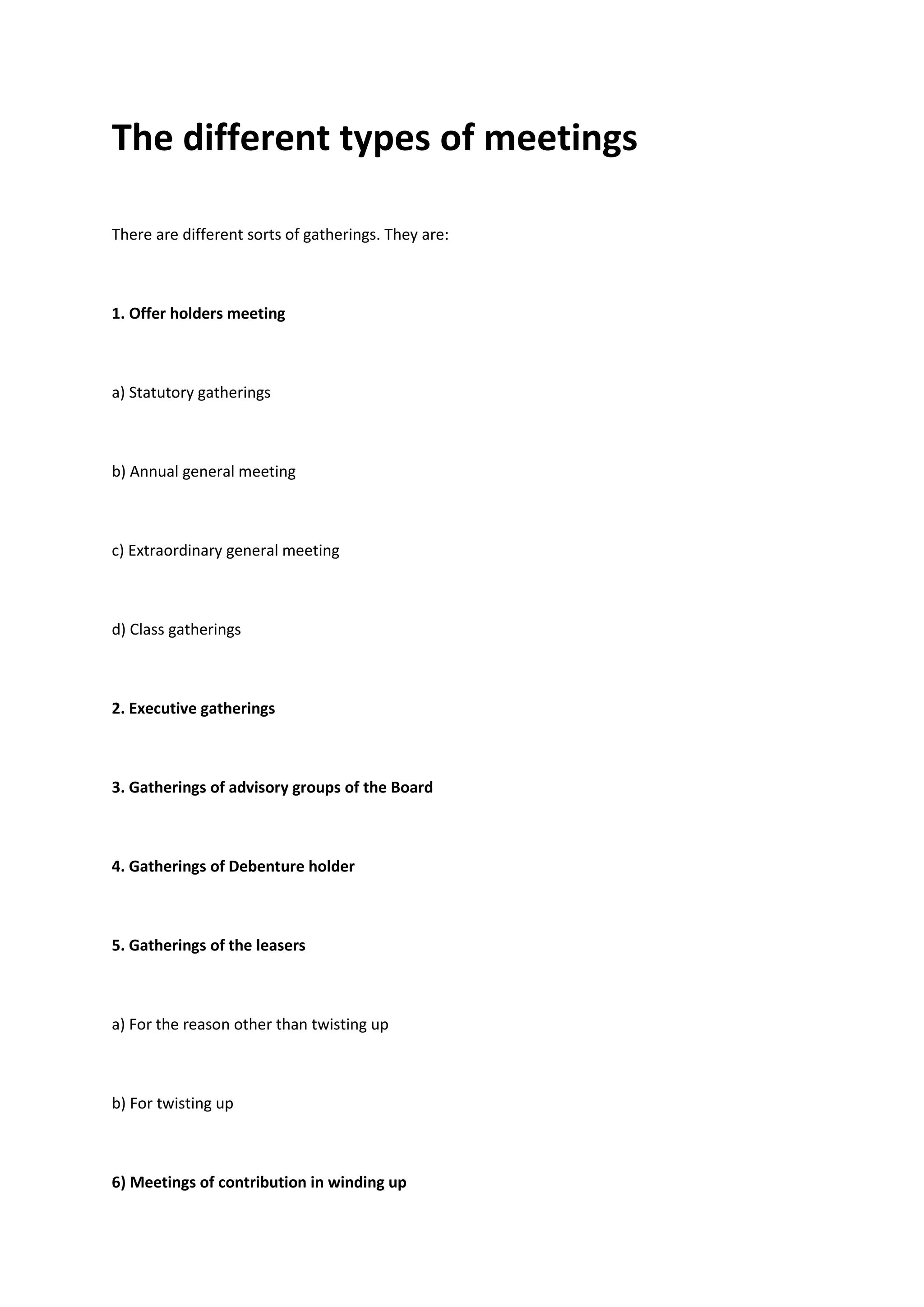 The different types of meetings | PDF