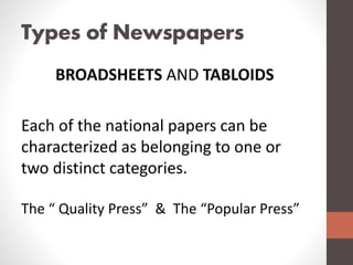 The different types of newspapers | PPTX