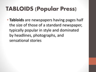The different types of newspapers | PPTX