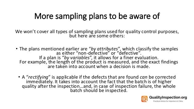 The Different types of Sampling Plans for QC Inspections