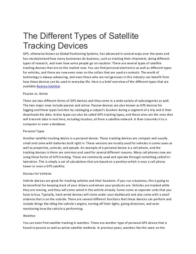 The different types of satellite tracking devices | PDF