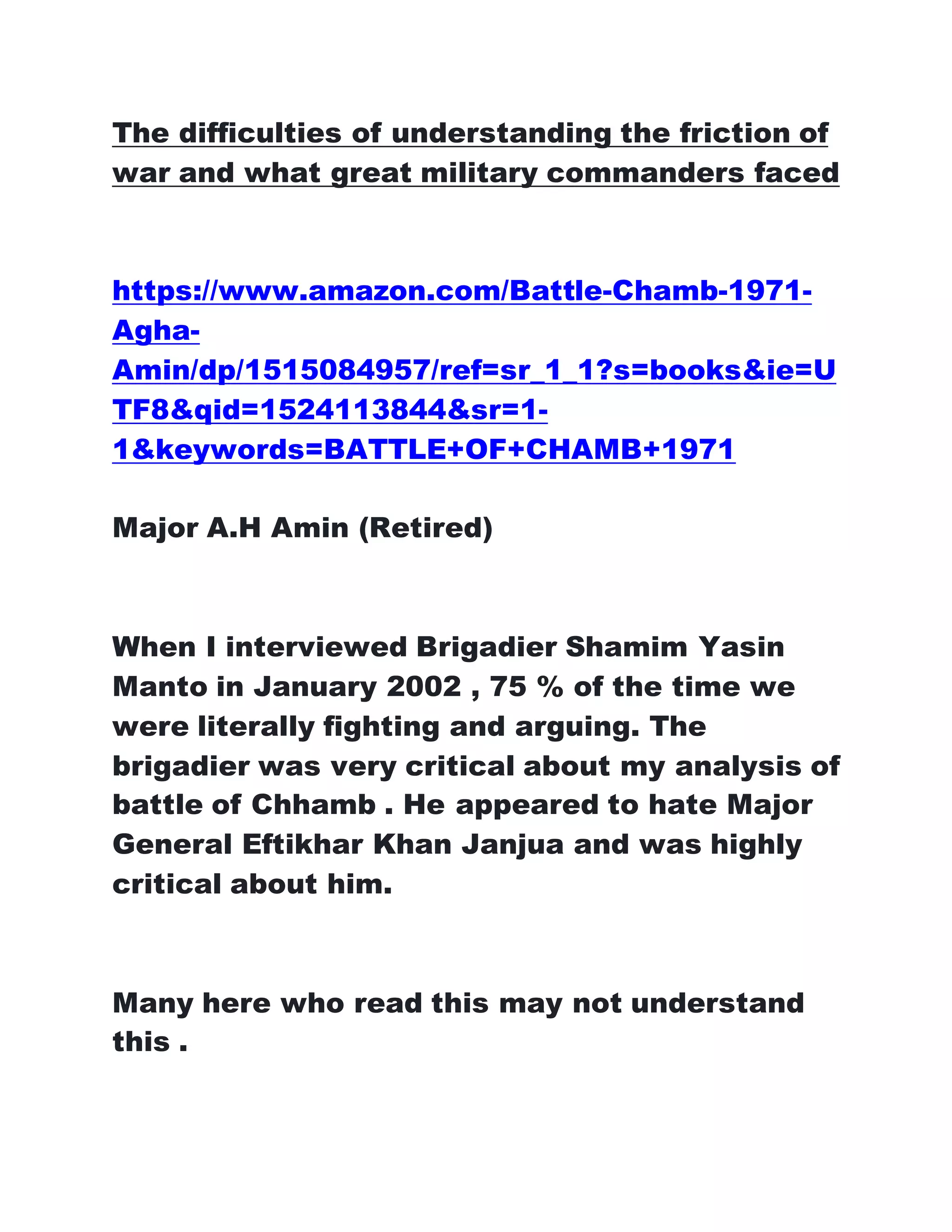 The difficulties of understanding the friction of war and what great ...