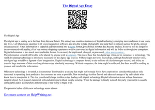 The Digital Age Essay | PDF