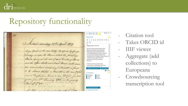 The Digital Repository of Ireland Digital Preservation and Research ...