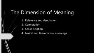 The dimension of meaning | PPTX