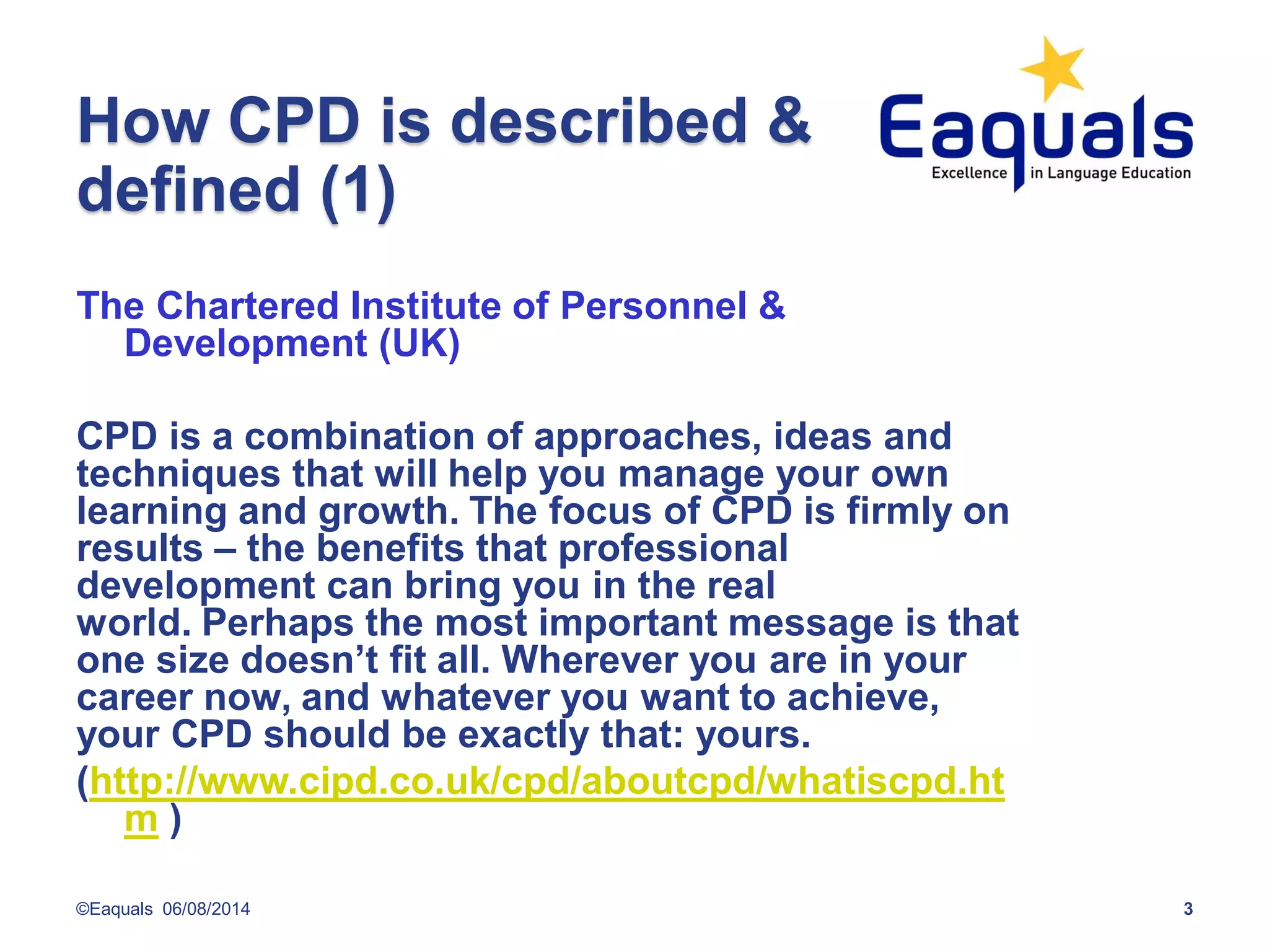 Opening Plenary: The Dimensions of Continuing Professional Development ...