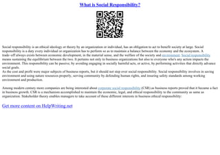The Dimensions Of Social Responsibility Essay | PDF