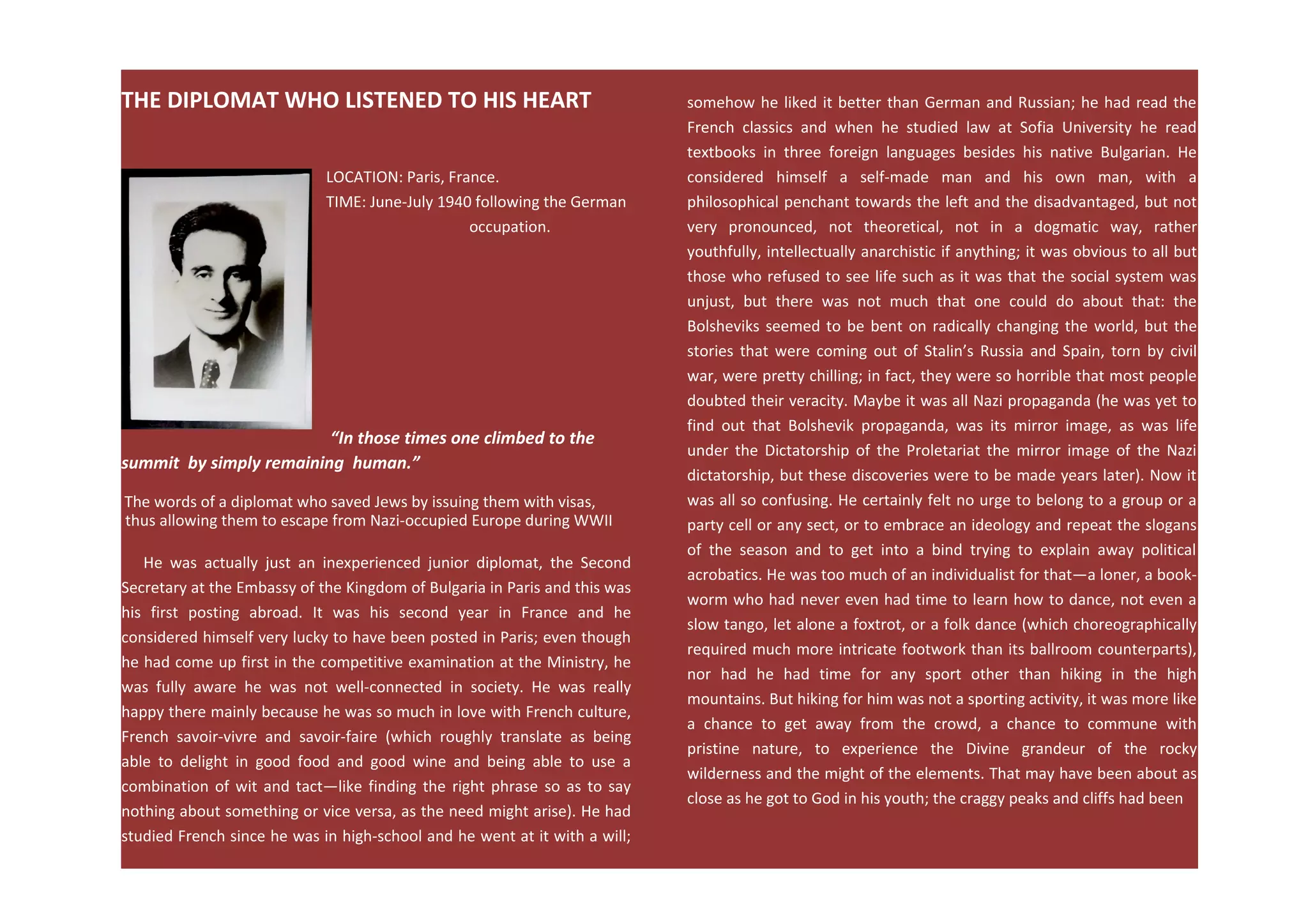 The diplomat who listened to his heart | DOC