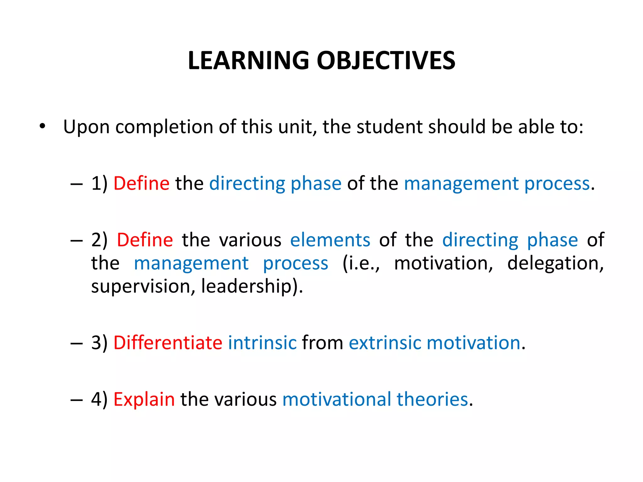 The directing phase of the management process | PPTX