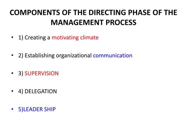 The directing phase of the management process | PPTX | Executive ...