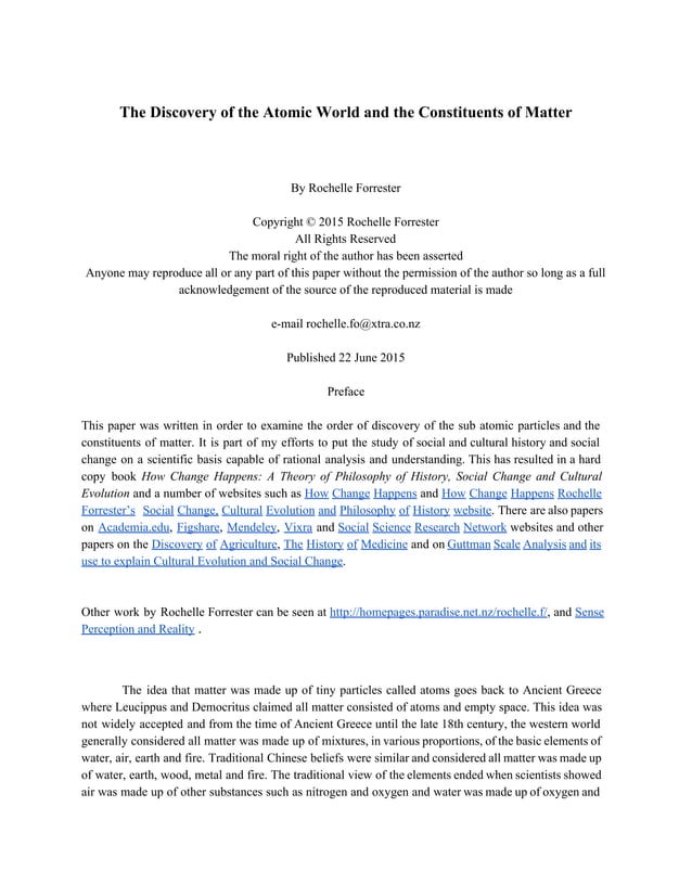 The discovery of the atomic world and the constituents of matter | PDF