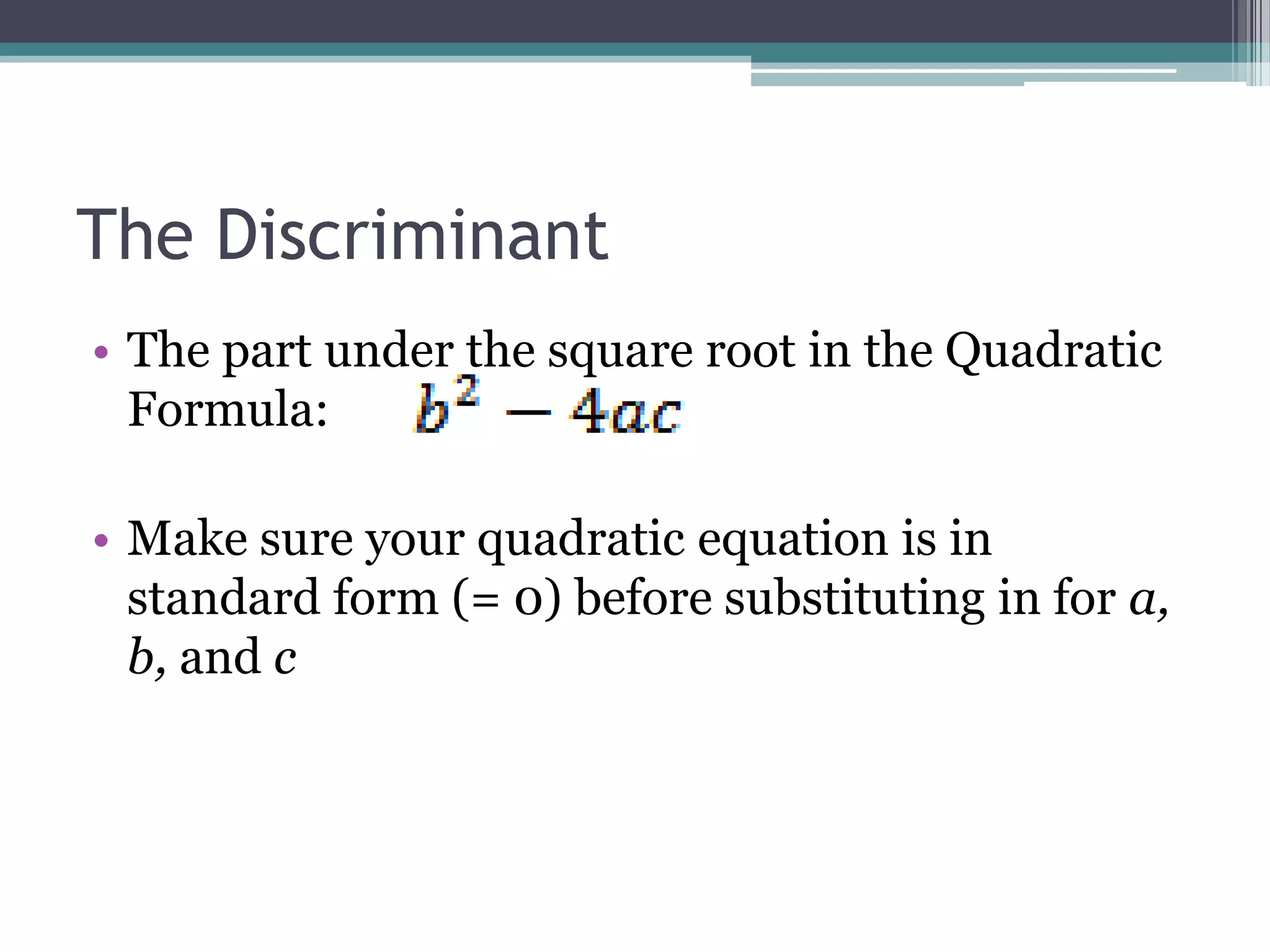 The Discriminant | PPTX