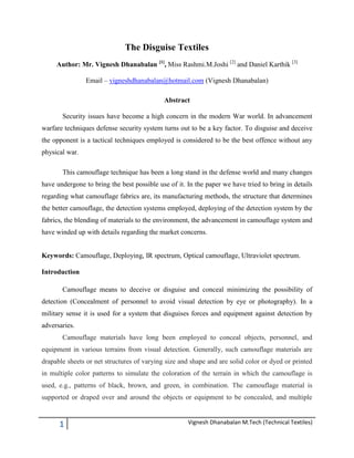 The disguise textiles (camouflage) by vignesh dhanabalan | PDF