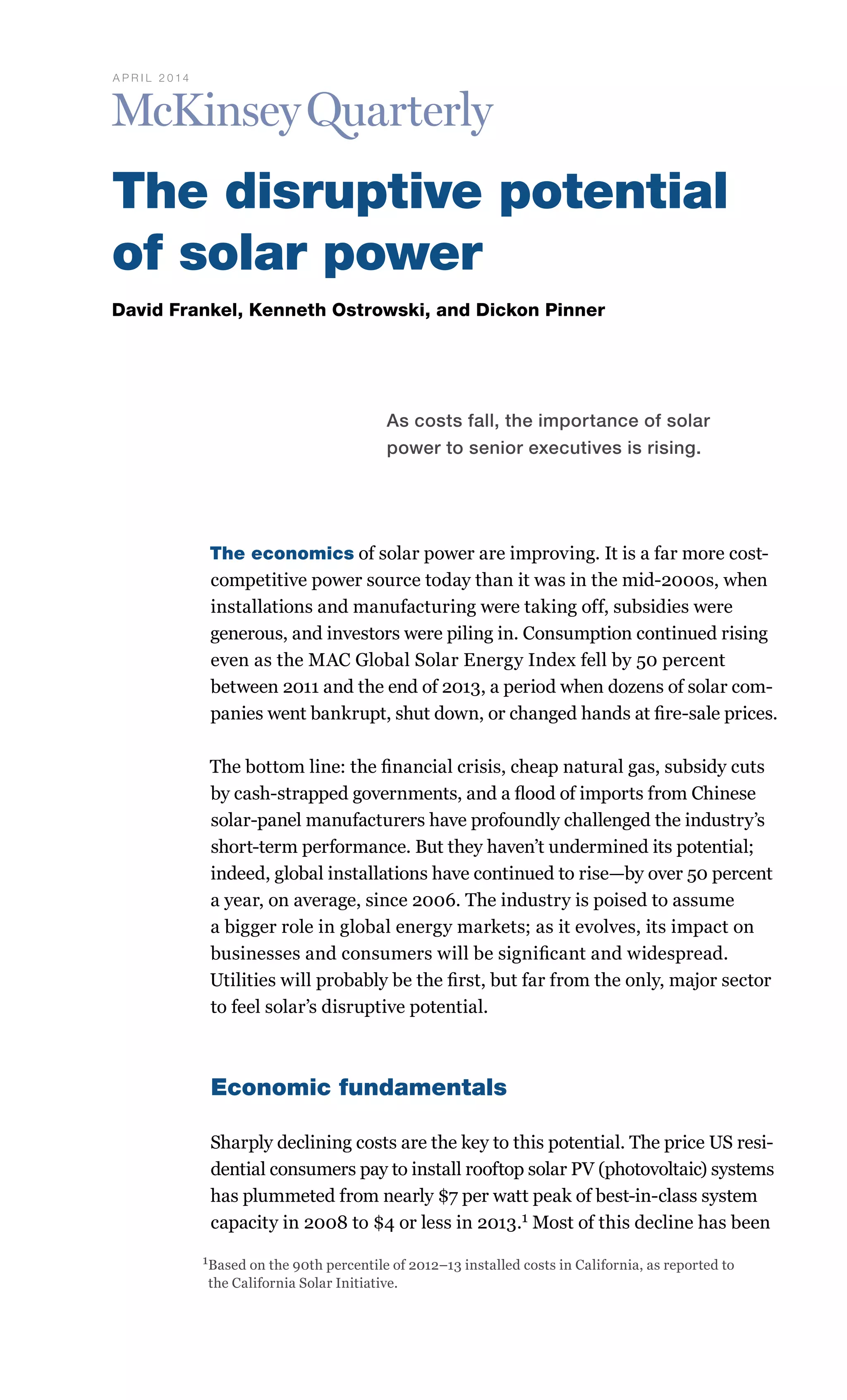 The disruptive potential of solar power | PDF