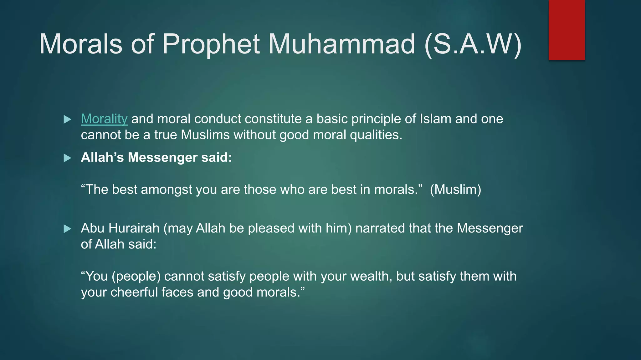 The distinction of prophet muhammad (s.a.w) among the teachers of moral ...