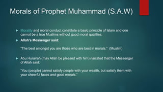 The distinction of prophet muhammad (s.a.w) among the teachers of moral ...
