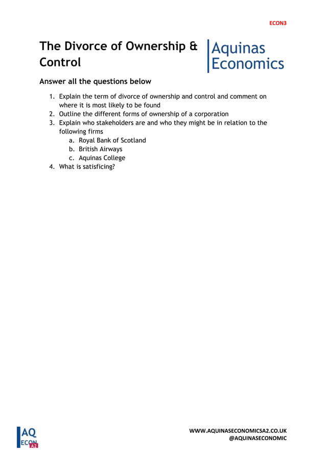 The Divorce of Ownership & Control | DOCX