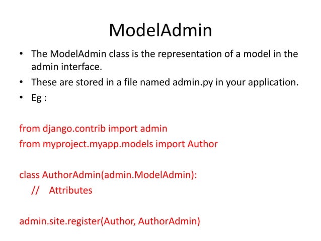 DJango admin interface | PPTX | Computing | Technology & Computing DJango admin interface | PPTX | Computing | Technology & Computing