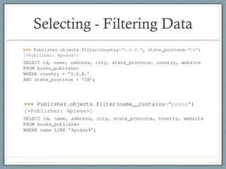 The Django Book chapter 5 Models | PPT