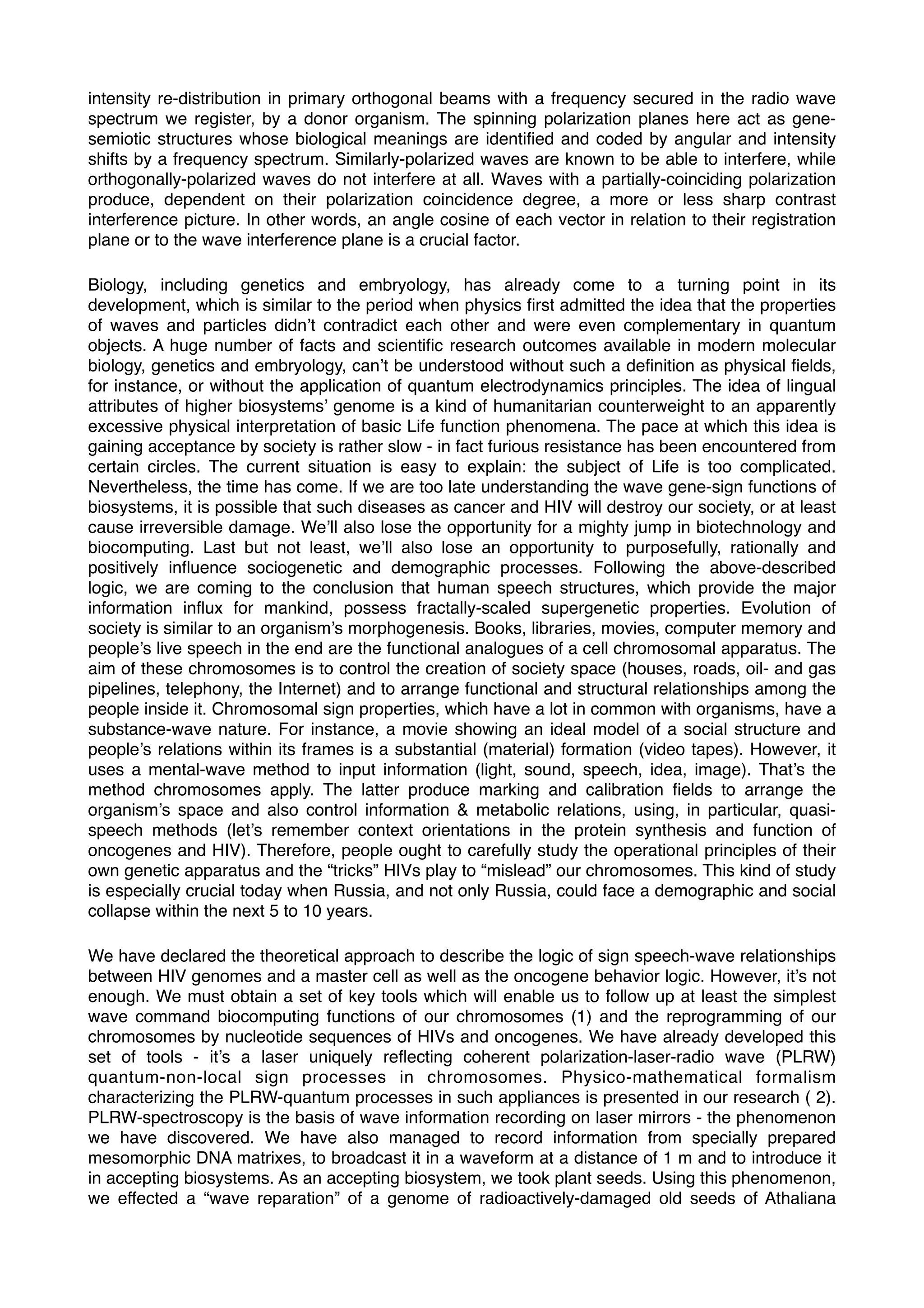 The Phantom-DNA wave P. Garjajev - V. Poponin | PDF