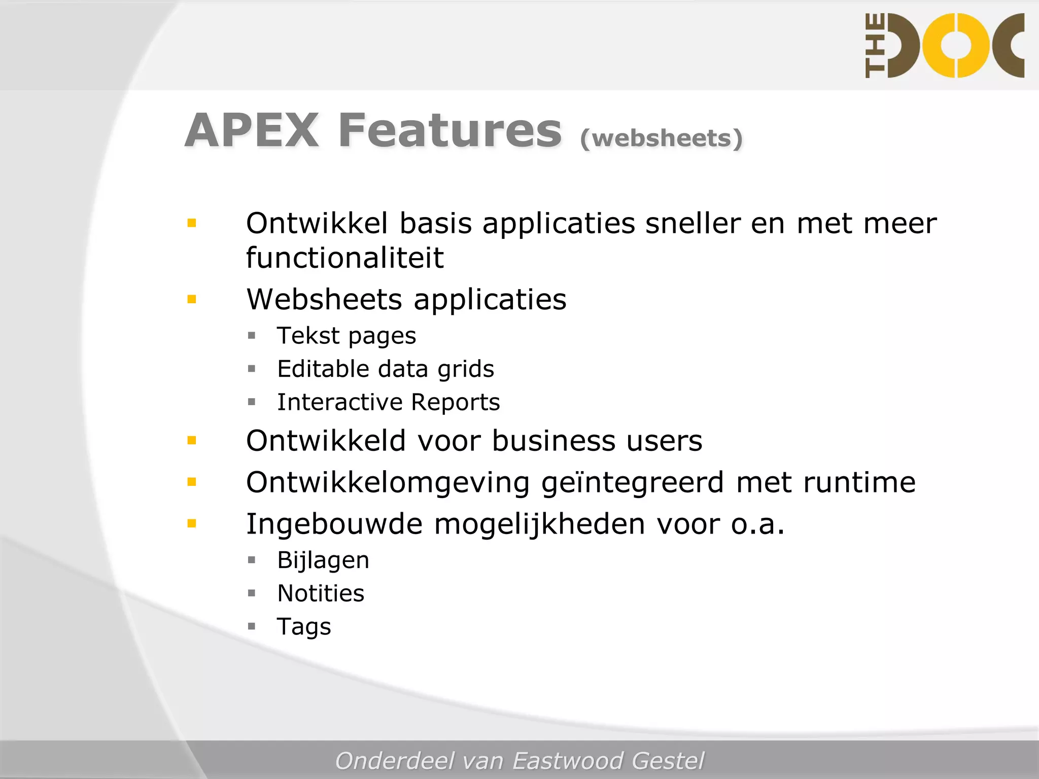 The DOC - Oracle APEX features | PPT