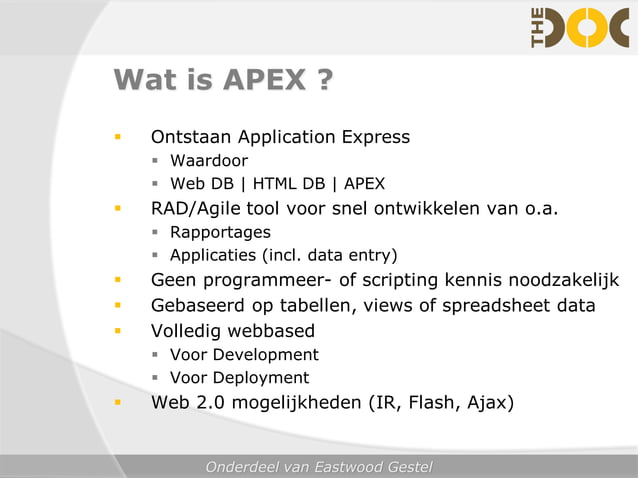 The DOC - Oracle APEX features | PPT