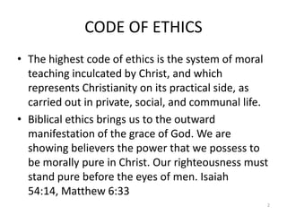 The doctrine of christian ethics | PPTX