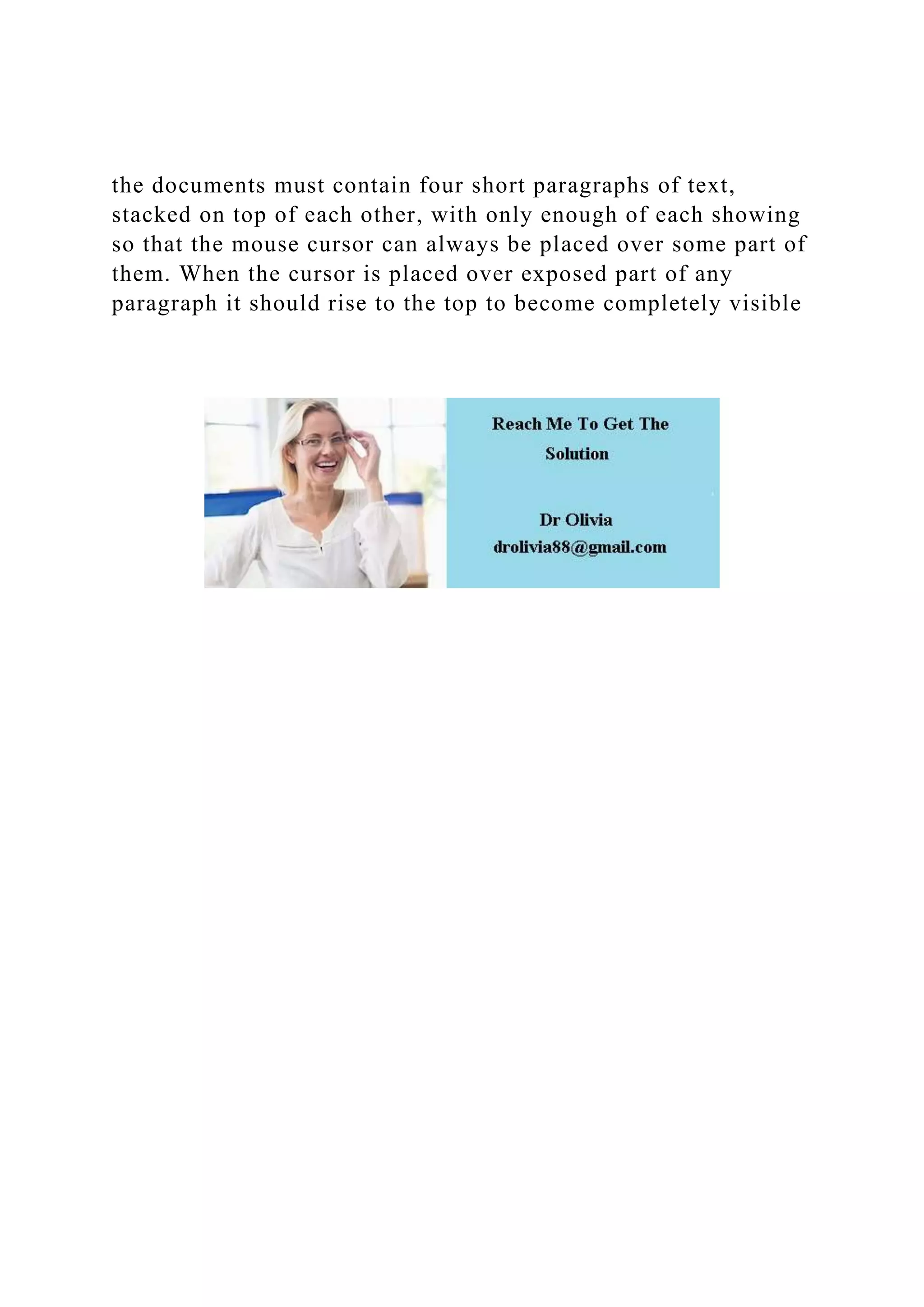 the documents must contain four short paragraphs of text, stacked .docx