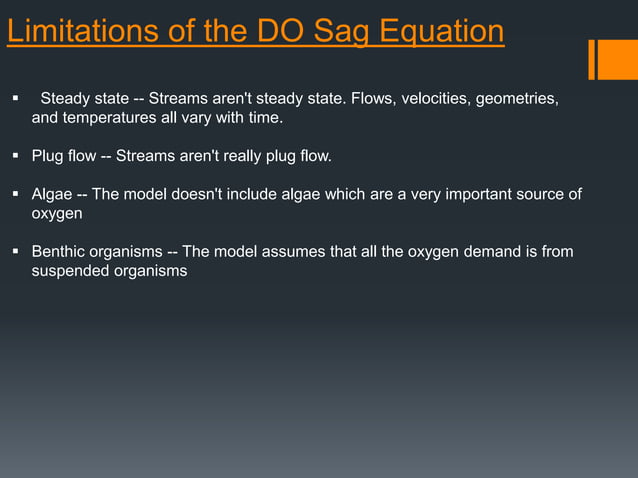 The do sag curve and the streeter phelps equation | PPTX | Chemistry | Science
