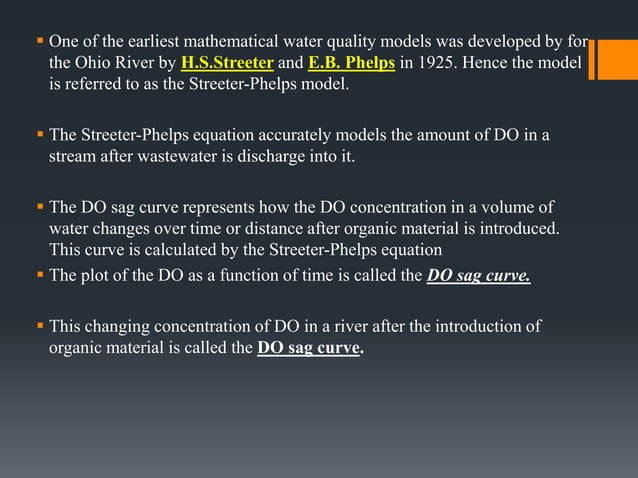 The do sag curve and the streeter phelps equation | PPTX | Chemistry ...