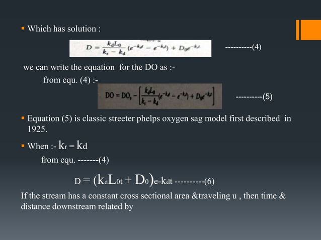 The do sag curve and the streeter phelps equation | PPTX | Chemistry ...