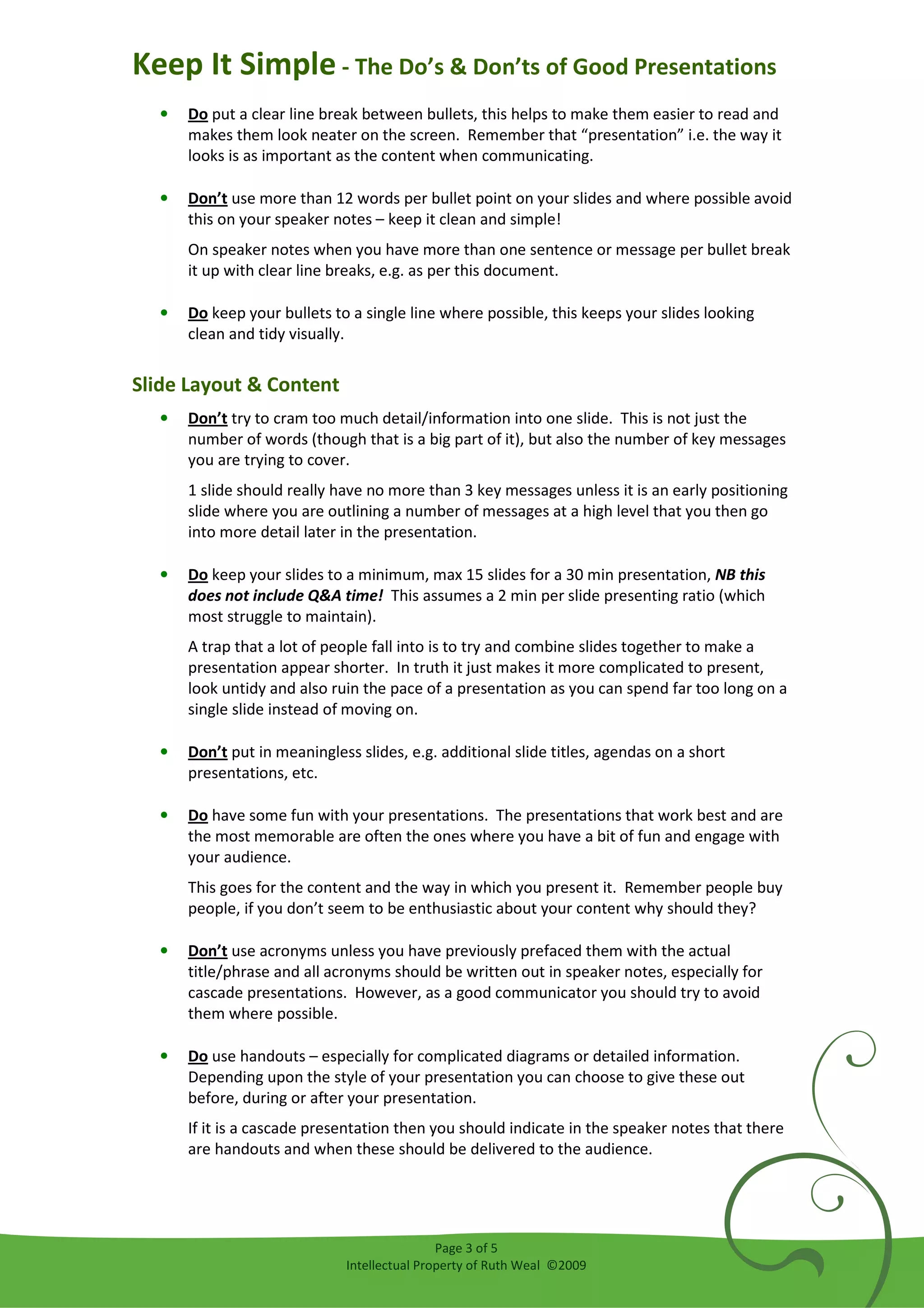 The dos and donts of good presentations | PDF