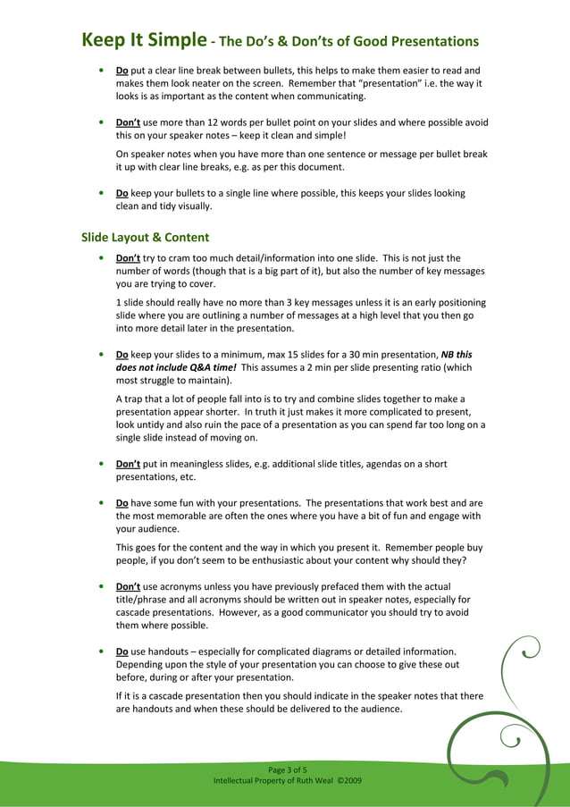 The dos and donts of good presentations | PDF