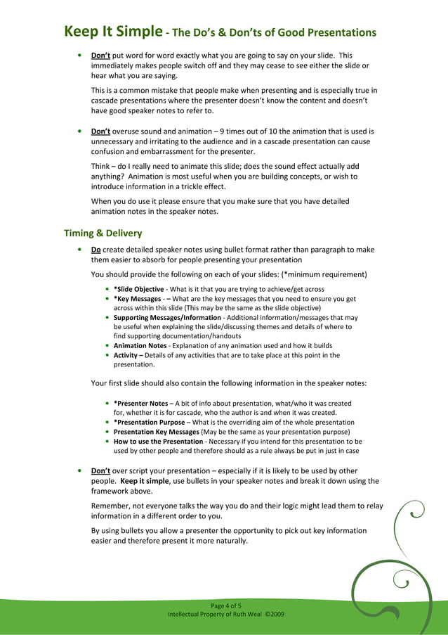 The dos and donts of good presentations | PDF