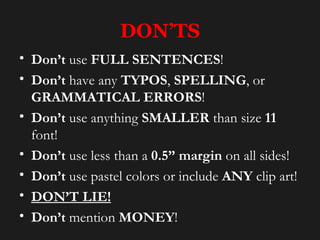 The do’s and don’ts of resumes | PPT