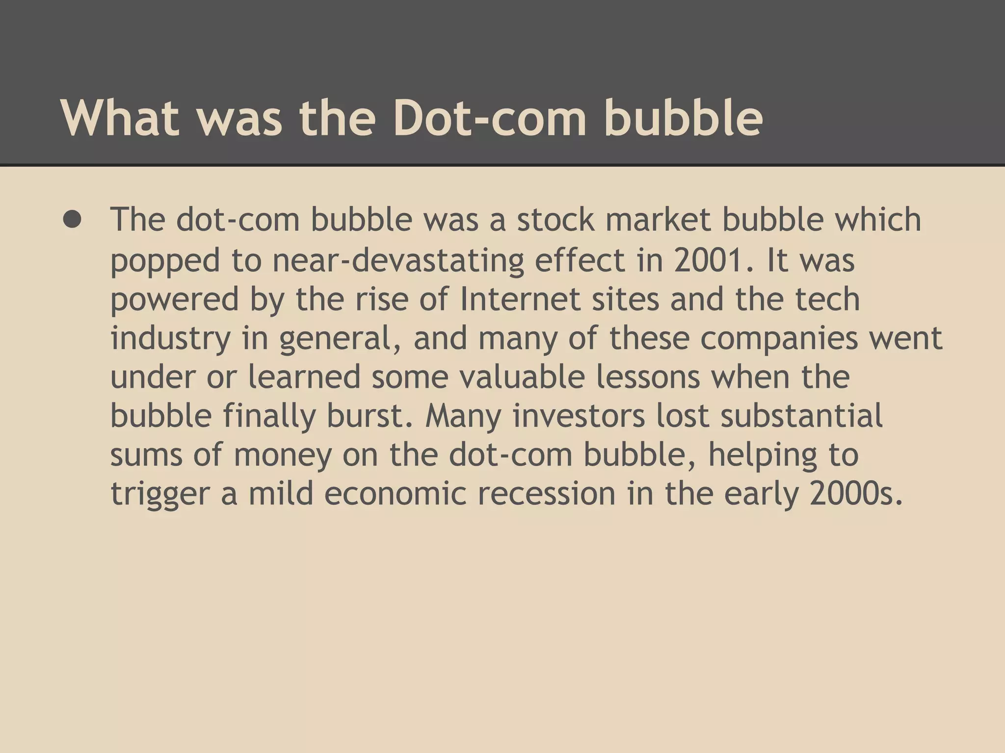 The dot com bubble in california | PPT