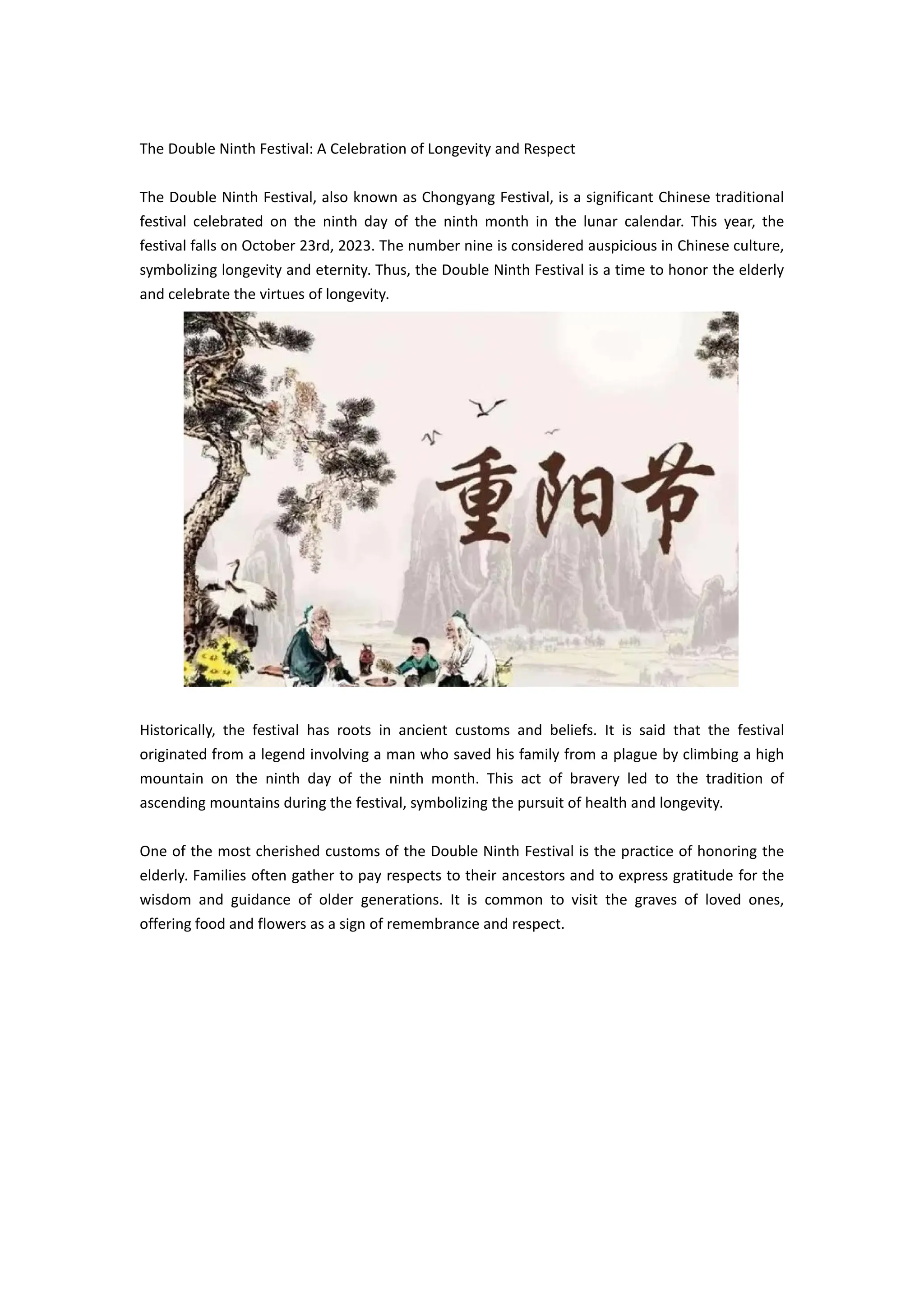 The Double Ninth Festival: A Celebration of Longevity and Respect | PDF