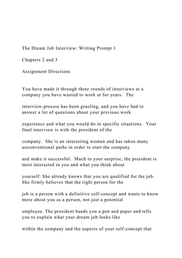 The Dream Job Interview Writing Prompt 1 Chapters 2 a.docx