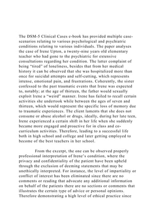 The DSM-5 Clinical Cases e-book has provided multiple case-scena.docx